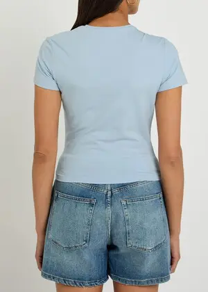 Good American Twist-effect Stretch-cotton T-shirt - Light Blue