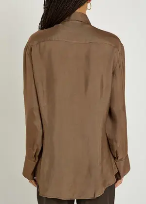 RÓHE Checked Satin Shirt - Brown