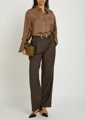 RÓHE Checked Satin Shirt - Brown