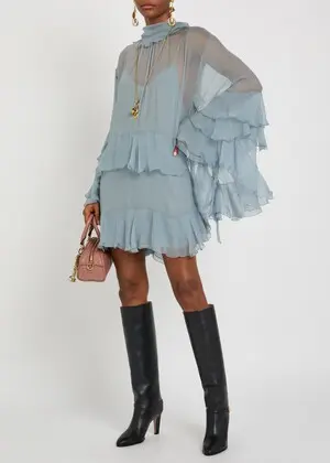 Chloé Silk-chiffon Mini Dress - Light Grey