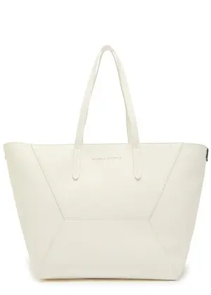 Brunello Cucinelli Grained Leather Tote Bag - Cream