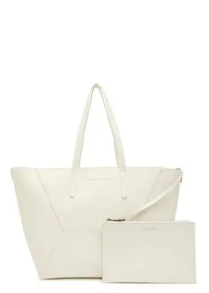 Brunello Cucinelli Grained Leather Tote Bag - Cream