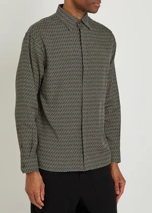 Emporio Armani Geometric-print Lyocell-blend Shirt