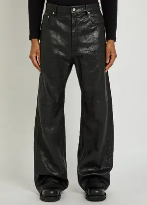 Rick Owens Grained Leather Wide-leg Trousers