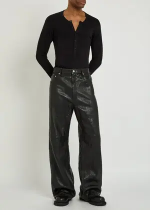 Rick Owens Grained Leather Wide-leg Trousers