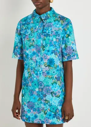 Chloé Floral Print Stretch-cotton Mini Dress - Multicoloured