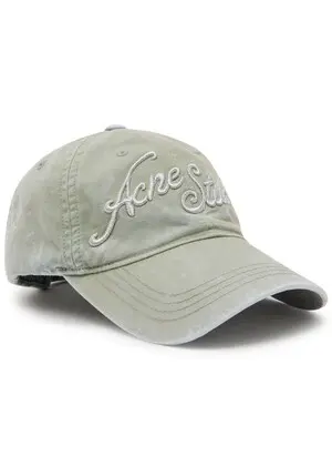Acne Studios Logo-embroidered Cotton Cap - Grey
