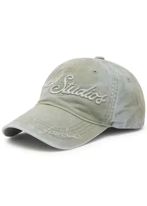 Acne Studios Logo-embroidered Cotton Cap - Grey