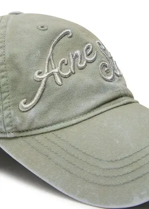 Acne Studios Logo-embroidered Cotton Cap - Grey