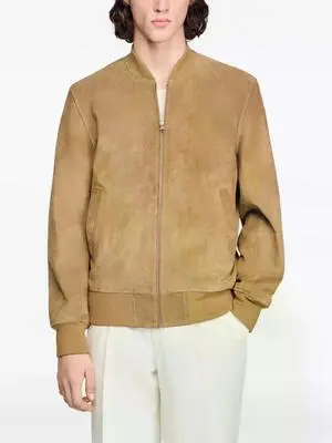 Sandro Zip-up Split Suede Jacket - Brown