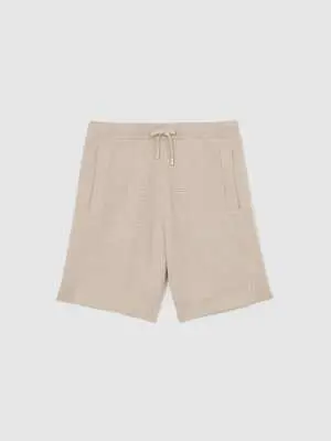 REISS Cotton Textured Knit Drawstring Shorts