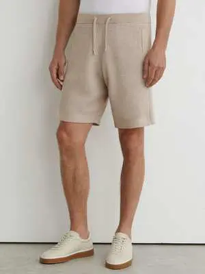 REISS Cotton Textured Knit Drawstring Shorts