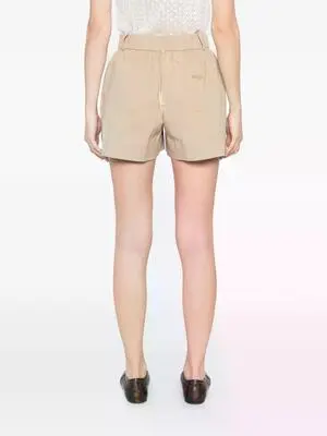 Maje High-waisted Cotton Blend Shorts With Leather Belt - Neutrals