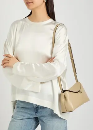 TOTEME T-lock Leather Clutch - Cream