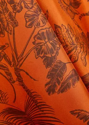 ALEMAIS Alémais Monkey Dance Printed Wide-leg Silk Trousers - Rust