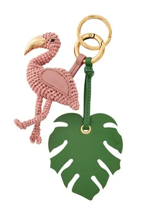 Chloé Flamingo Raffia And Leather Bag Charm - Pink