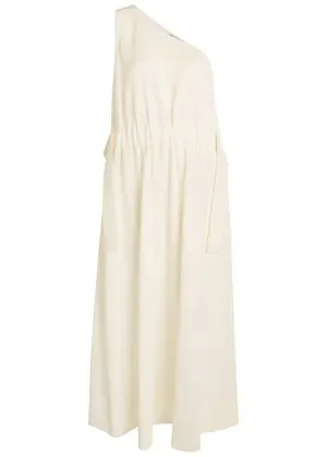 Tory Burch Floral-jacquard Belted Cotton-blend Midi Dress - White