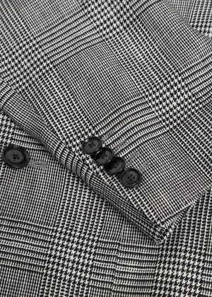 BOSS Hanry Checked Cotton And Linen-wool Blazer - Grey