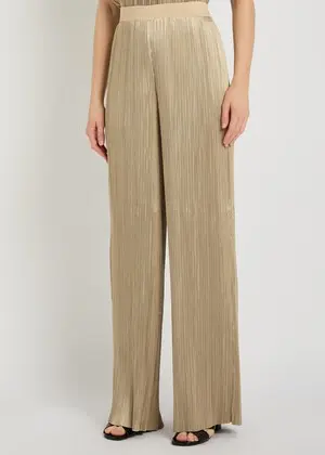 JOSEPH Amber Pleated Wide-leg Trousers - Beige