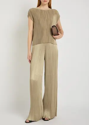 JOSEPH Amber Pleated Wide-leg Trousers - Beige