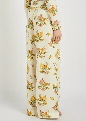 Agua Bendita Tota Floral Linen Wide-leg Trousers - Multicoloured
