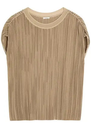 JOSEPH Cédre Pleated Satin Top - Beige