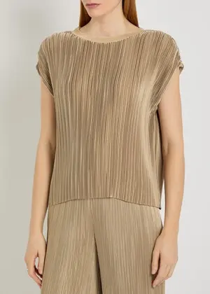 JOSEPH Cédre Pleated Satin Top - Beige