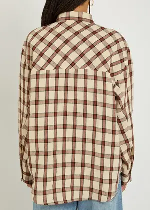 RÓHE Oversized Checked Linen Shirt - Red