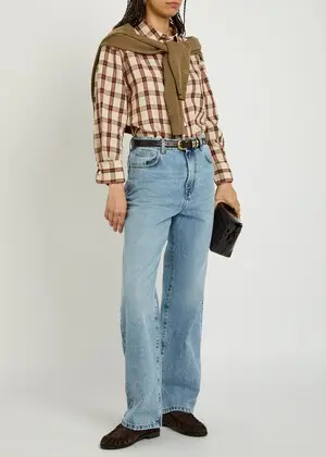 RÓHE Oversized Checked Linen Shirt - Red