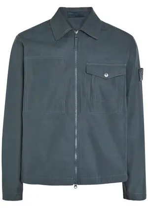 Stone Island Ghost Logo Cotton-poplin Overshirt - Blue