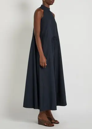 Emporio Armani Cotton-poplin Midi Dress - Navy