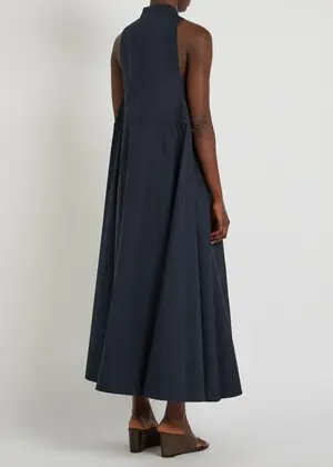 Emporio Armani Cotton-poplin Midi Dress - Navy