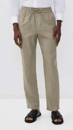 LES DEUX Patrick Linen Pants - Laurel Oak Sand