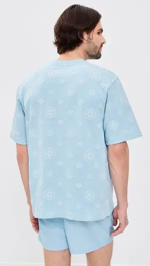 Casablanca Applique Monogram Oversized T-shirt - Blue