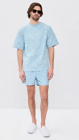 Casablanca Applique Monogram Oversized T-shirt - Blue