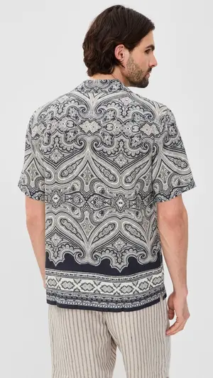 Orlebar Brown Maitan Linen Carnival Shirt - Night Iris