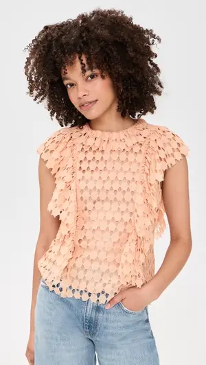 Ulla Johnson Daevy Lace Top - Blush