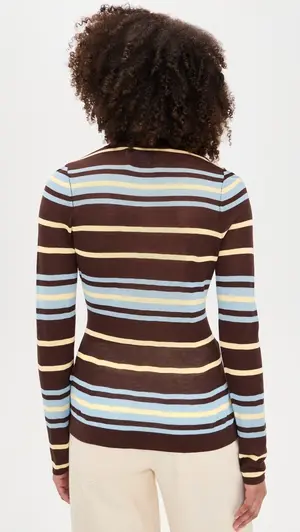 ALIGNE Sue-ellen Striped Knit Polo Neck Top - Stripe