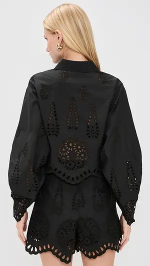 HEVRON Raquel Eyelet Top - Black