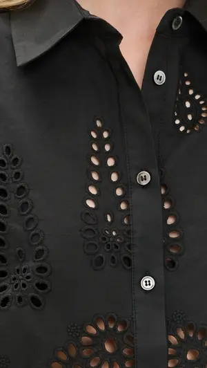 HEVRON Raquel Eyelet Top - Black