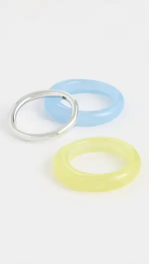 Madewell Sculptural Resin Stacking Ring Set - Tranquil Blue