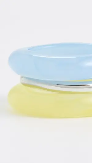 Madewell Sculptural Resin Stacking Ring Set - Tranquil Blue