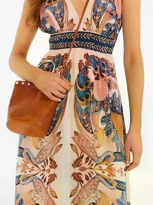 Farm Rio Printed V-neck Midi Dress