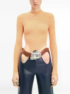 JEAN PAUL GAULTIER Striped Asymmetric Bodysuit