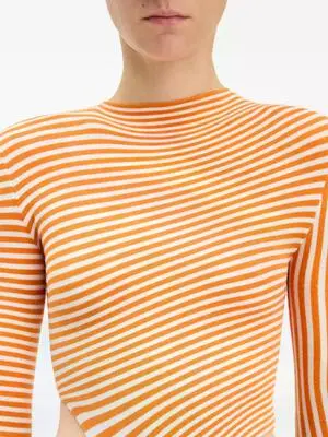 JEAN PAUL GAULTIER Striped Asymmetric Bodysuit