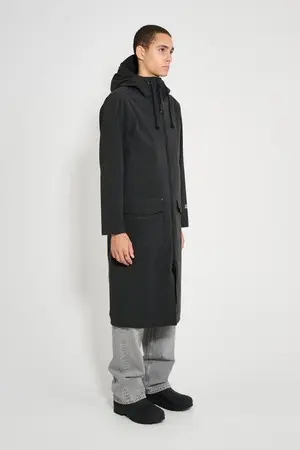 Stutterheim Stockholm Long Patch Matte Raincoat - Black
