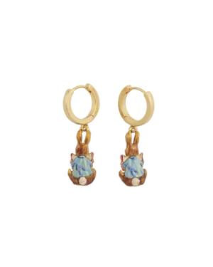 FABLE ENGLAND Peter Rabbit Reading Charm Huggie Earrings - Gold