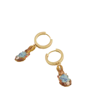 FABLE ENGLAND Peter Rabbit Reading Charm Huggie Earrings