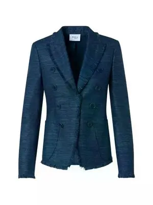 Akris Double-breasted Blazer With Frayed Trim