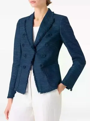 Akris Double-breasted Blazer With Frayed Trim